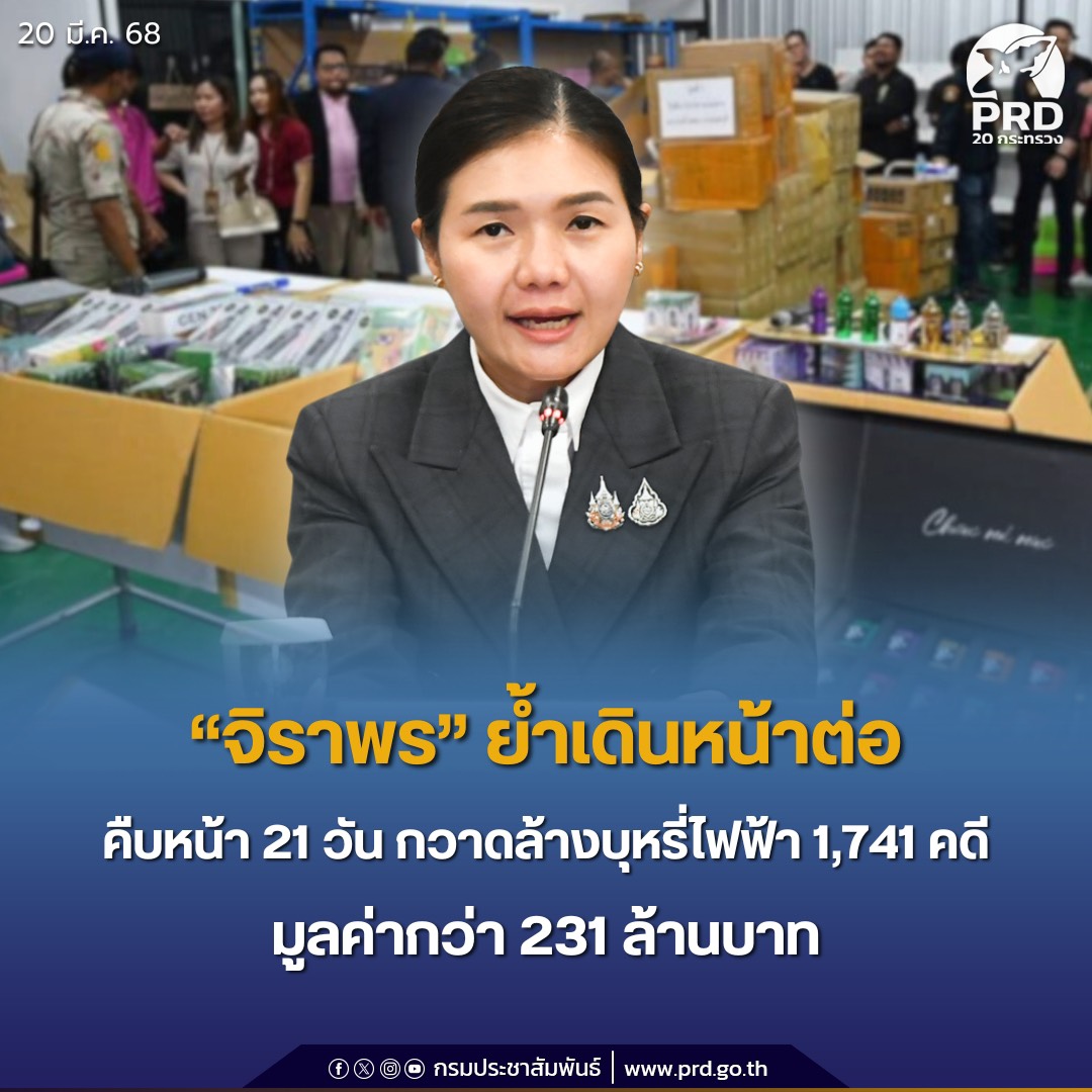 คืบหน้า 21 วัน กวาดล้างบุหรี่ไฟฟ้า 1,741 คดี มูลค่ากว่า 231 ล้านบาท ...